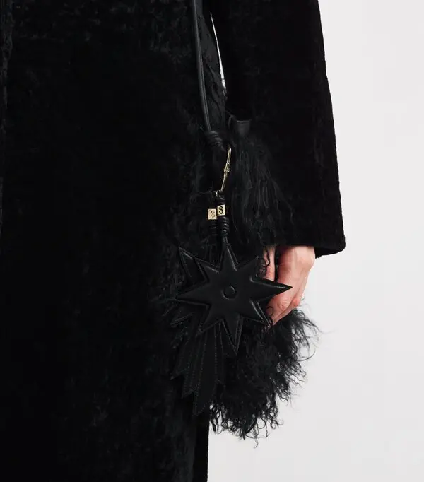 YVES SALOMON Lamb Leather Star Keyring - Black
