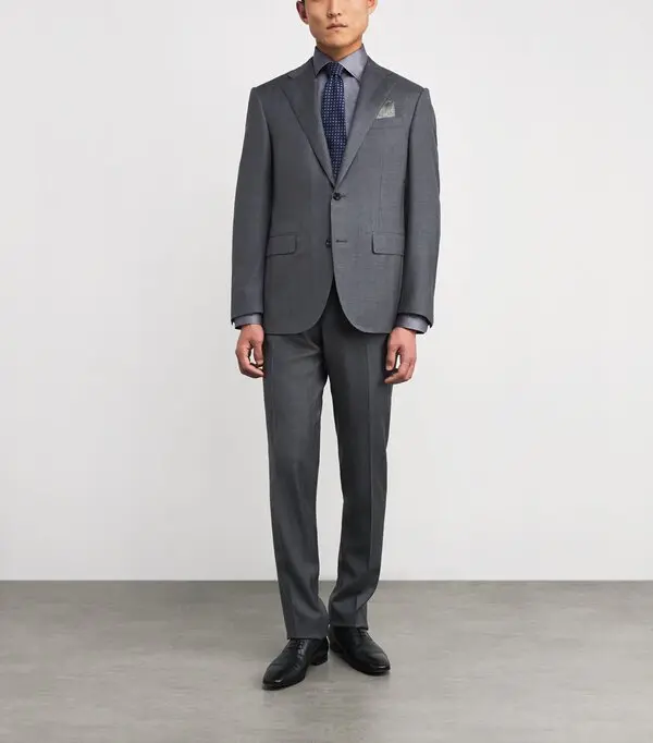 Eton Cotton Twill Puppytooth Slim Shirt - Navy