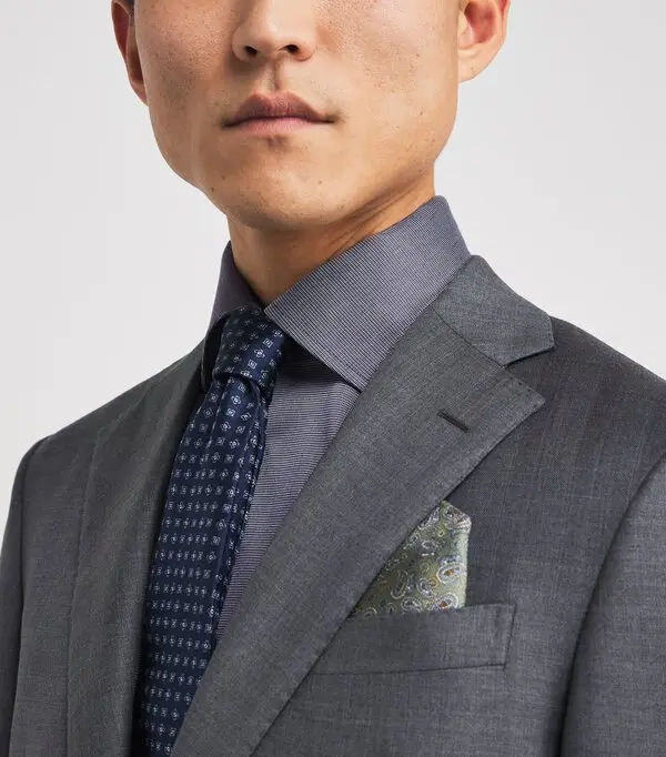 Eton Cotton Twill Puppytooth Slim Shirt - Navy