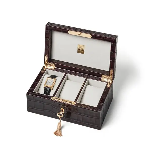 ASPINAL OF LONDON Three Piece Watch Box - Brown