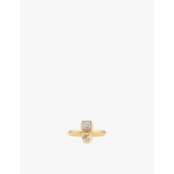 JIMMY CHOO Jc Pearl Cube Brass Ring - Gold