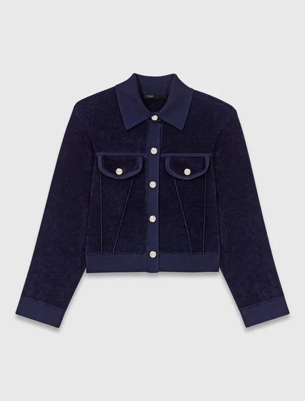 Maje Cropped Velvet Jacket