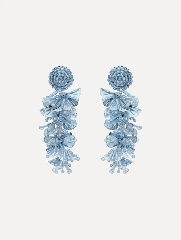 Oscar De La Renta Sequin Tassel Clip-on Earrings - Blue