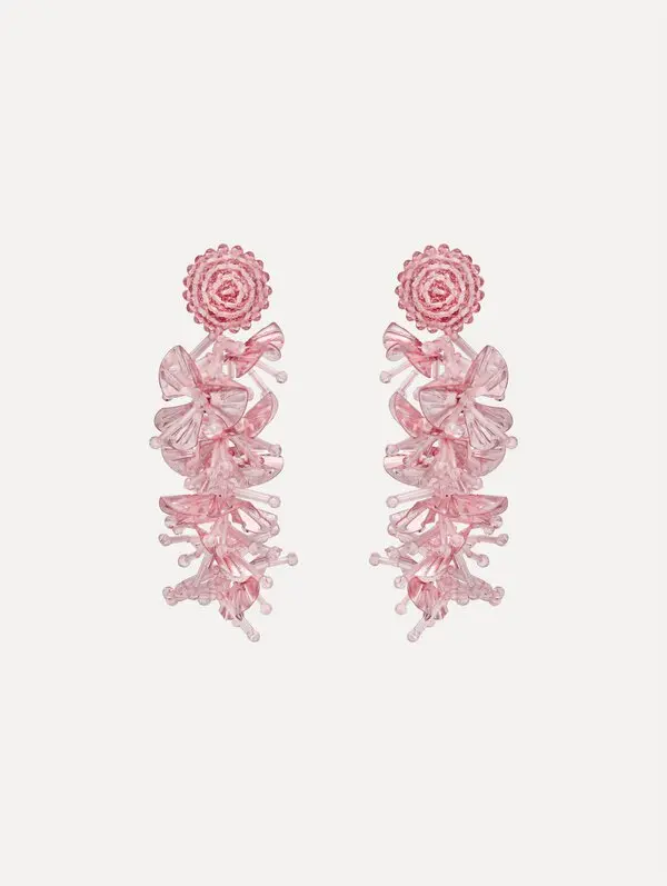 Oscar De La Renta Sequin Tassel Clip-on Earrings - Pink