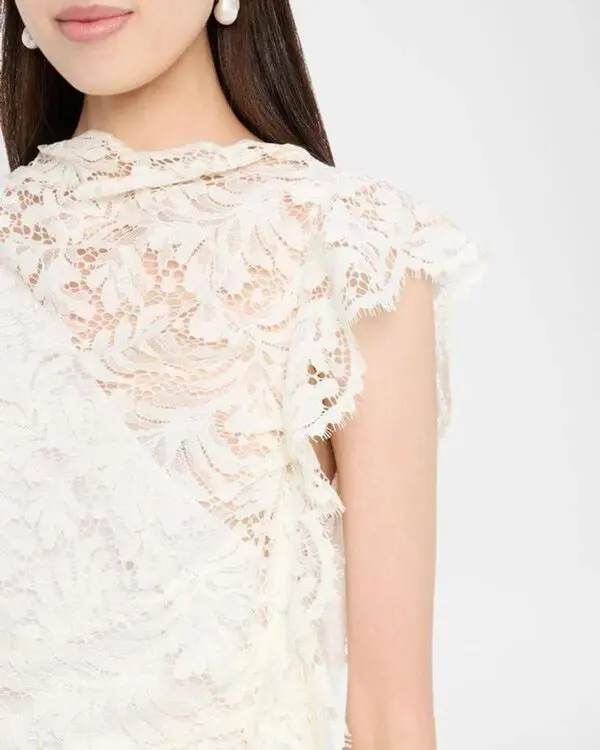 A.L.C. Astrid Draped Lace Dress - Ecru