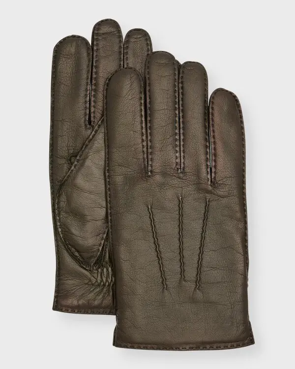 AGNELLE Patina Leather Gloves