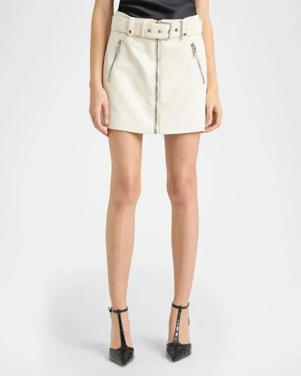 Cinq À Sept Saffira Vegan Leather Mini Skirt - Ivory