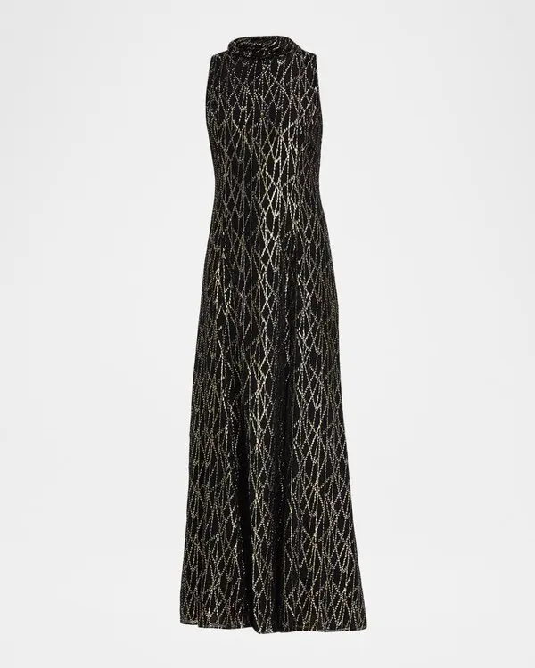 Shoshanna Flora Metallic Maxi Dress