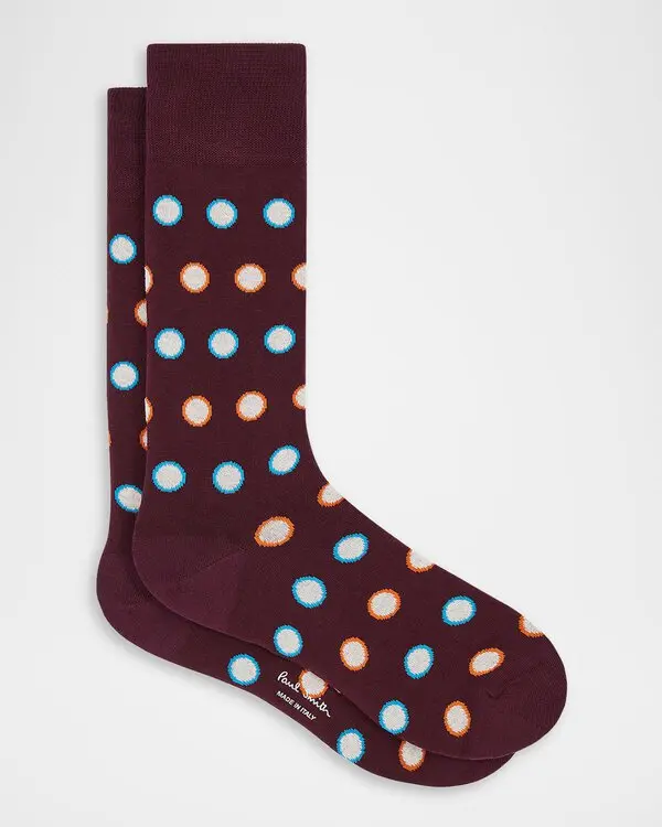 Paul Smith Joris Dots Crew Socks - Burgundy