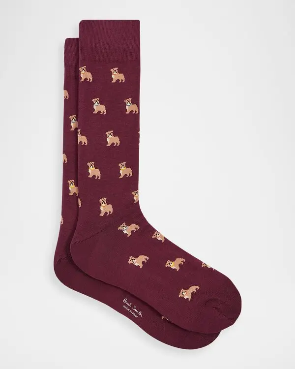 Paul Smith Irwin Bulldog Crew Socks - Burgundy