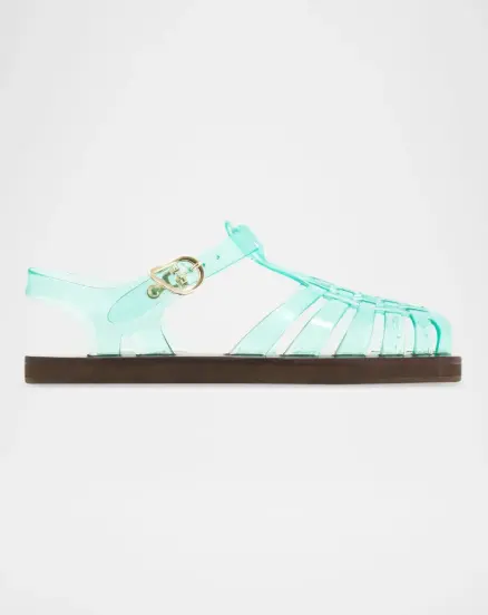 ANCIENT GREEK SANDALS Homeria Jelly Fisherman Sandals - Clear Aqua