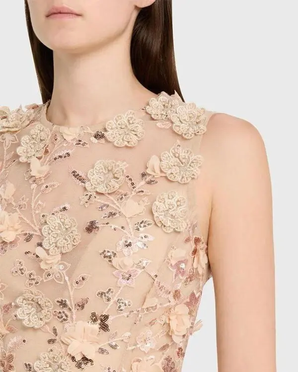 BRONX BANCO Arielle Floral Embroidered Gown - Blush Mult