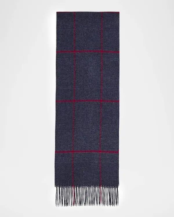 PIACENZA CASHMERE 1733 Silk Cashmere Glen Plaid Scarf - Blu/nvy Wndw Pn