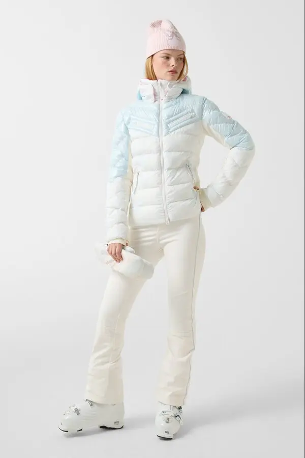 Bogner Farina Quilted Ski Jacket - Light Blue/white