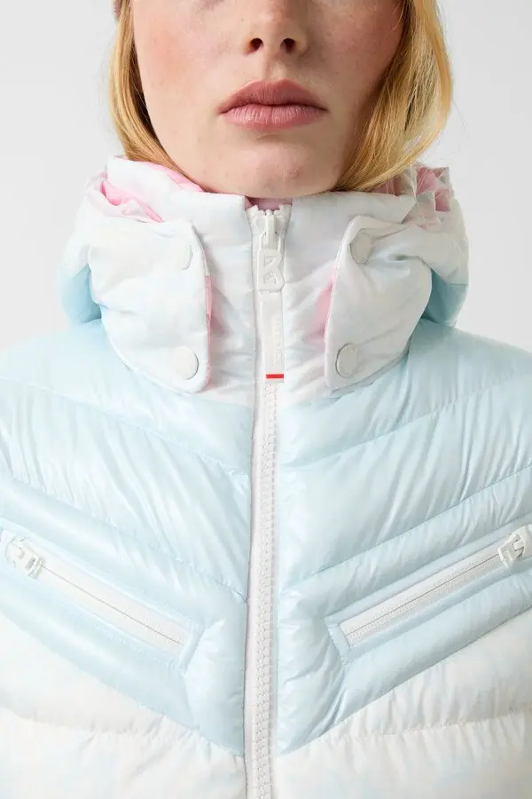 Bogner Farina Quilted Ski Jacket - Light Blue/white