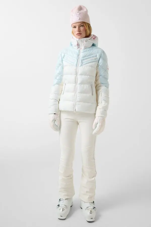 Bogner Farina Quilted Ski Jacket - Light Blue/white