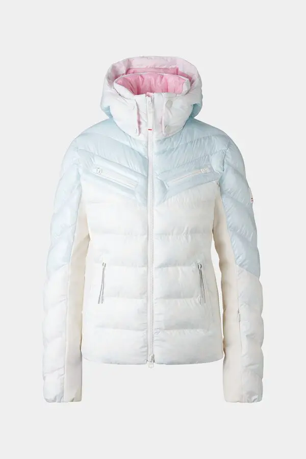 Bogner Farina Quilted Ski Jacket - Light Blue/white