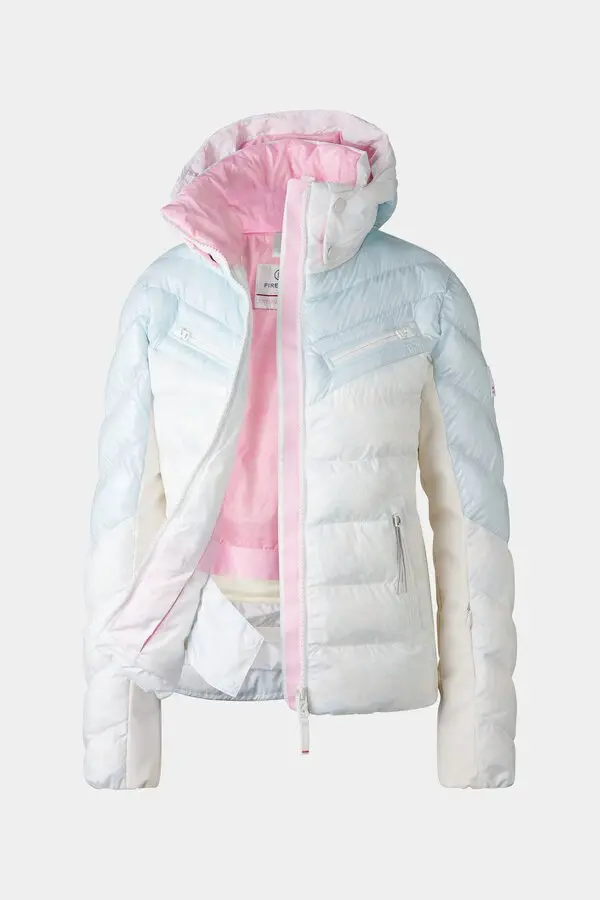 Bogner Farina Quilted Ski Jacket - Light Blue/white