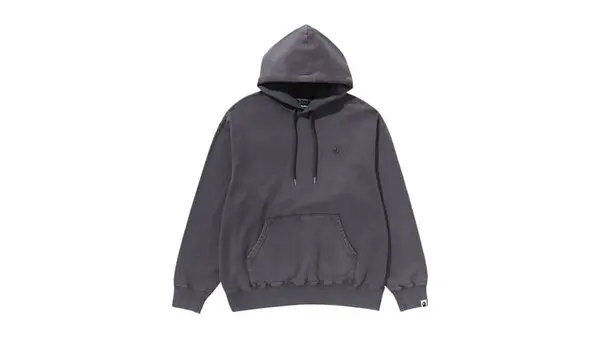 A BATHING APE Garment Dye One Point Relaxed Fit Pullover Hoodie - Charcoal