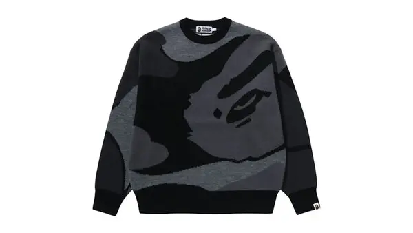 A BATHING APE Mega Abc Camo Knit Crewneck Sweatshirt