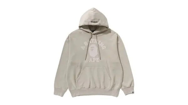 A BATHING APE Garment Dye College Pullover Hoodie - Beige