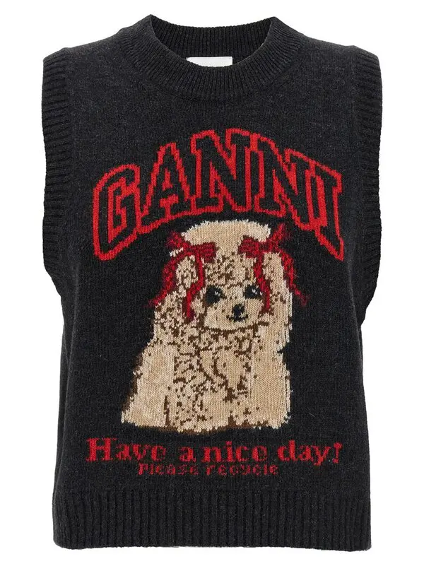 GANNI Dog' Sleeveless Vest - Black