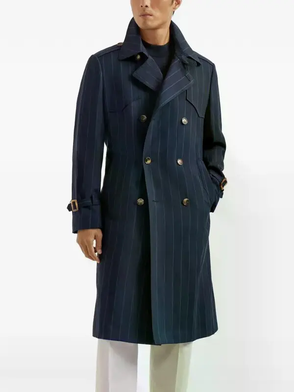 Brunello Cucinelli Striped Trench Coat