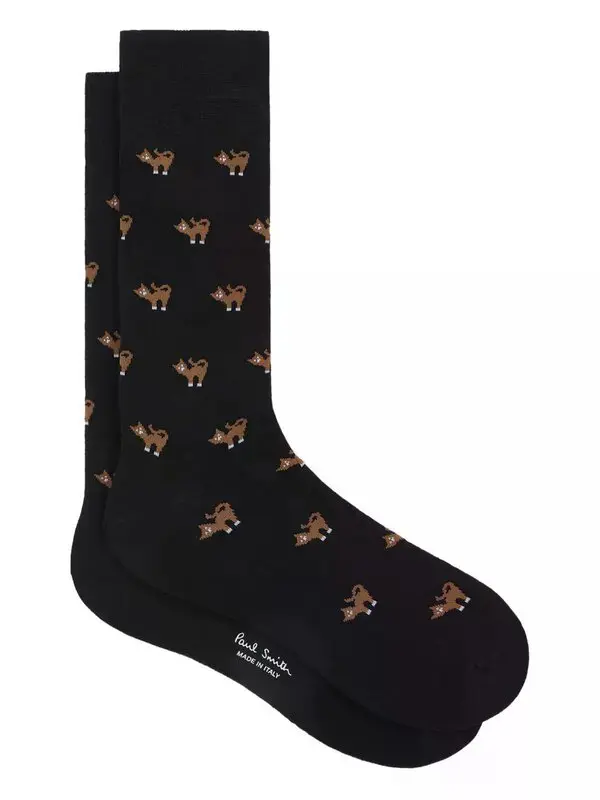 Paul Smith Cat-pattern Crew Socks