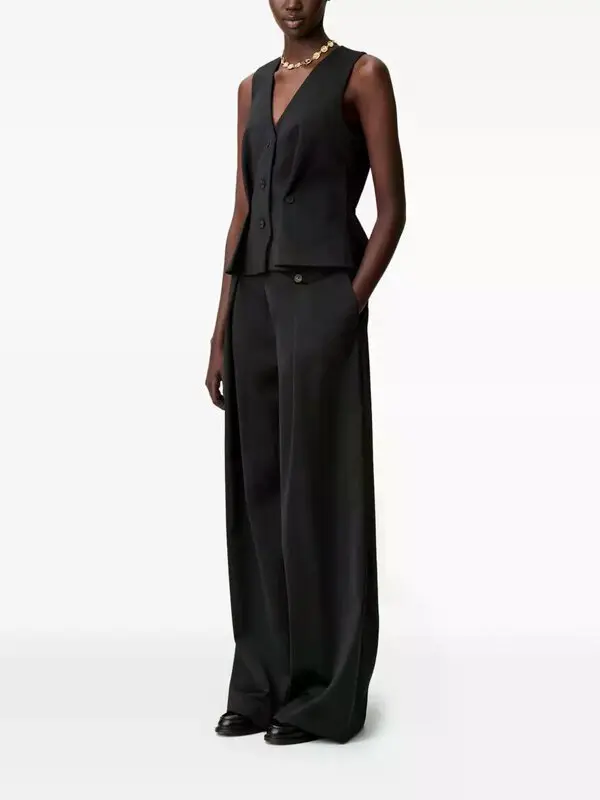 Claudie Pierlot Button-detail Pleated Wide-leg Tailored Trousers
