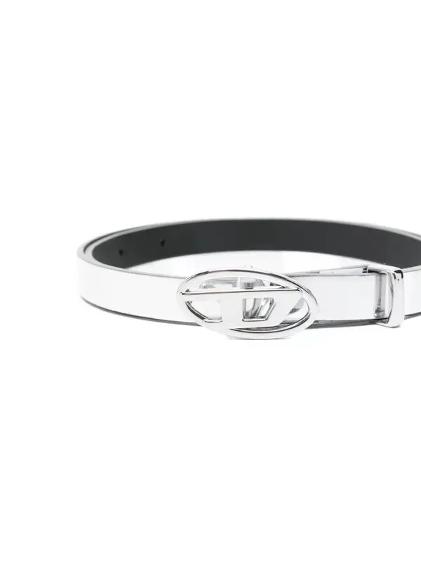 DIESEL® Oval D Logo Buckle Belt - Silver