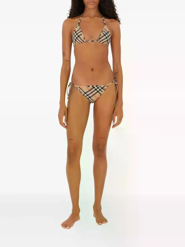 Burberry Check Side-tie Bikini Briefs - Neutrals