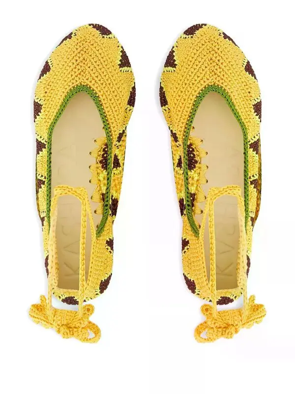 KASHURA Sunflower Crochet Ballet Flats