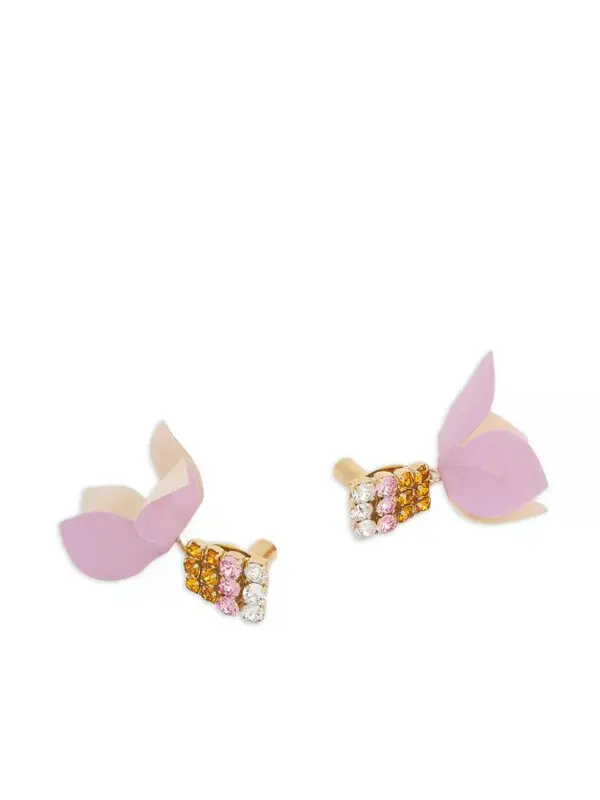 Marni Rhinestone Flower Pendant Earrings
