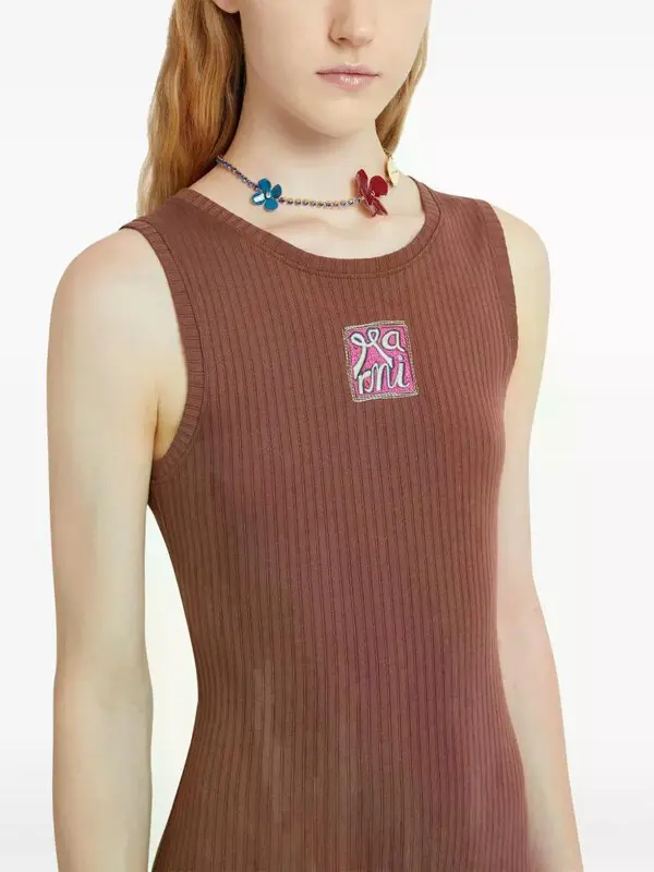 Marni Ribbed Logo-patch Midi Dress