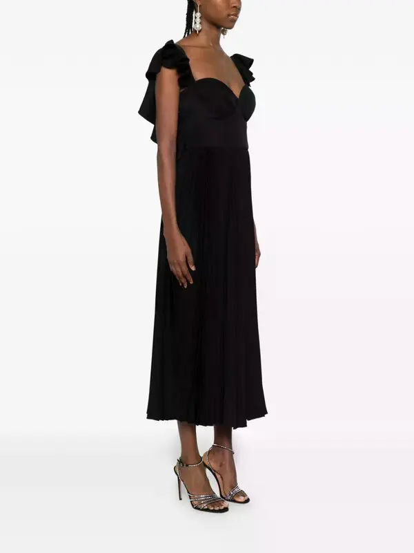 PARLOR Ruffled Pleated Midi Dress