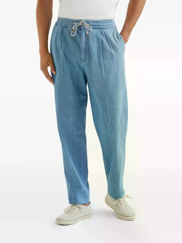 Brunello Cucinelli Drawstring-waist Pleated Jeans - Blue