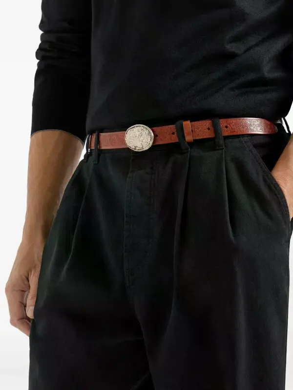 Brunello Cucinelli Leaf-motif Braided Buckle Belt