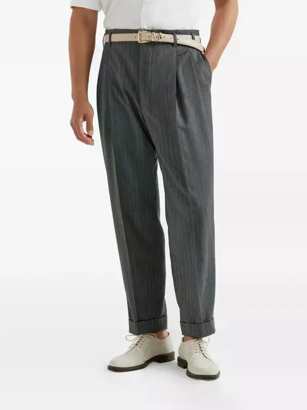 Brunello Cucinelli Striped-pattern Double-pleats Trousers