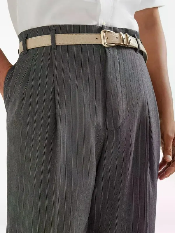 Brunello Cucinelli Striped-pattern Double-pleats Trousers