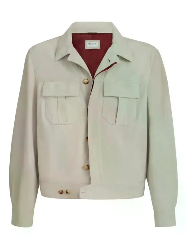 Brunello Cucinelli Suede Pointed Collar Jacket