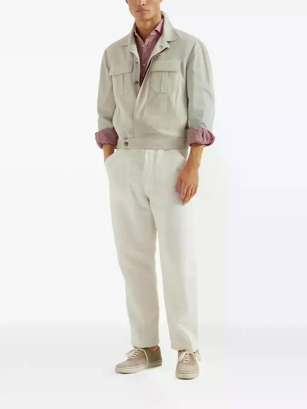 Brunello Cucinelli Suede Pointed Collar Jacket