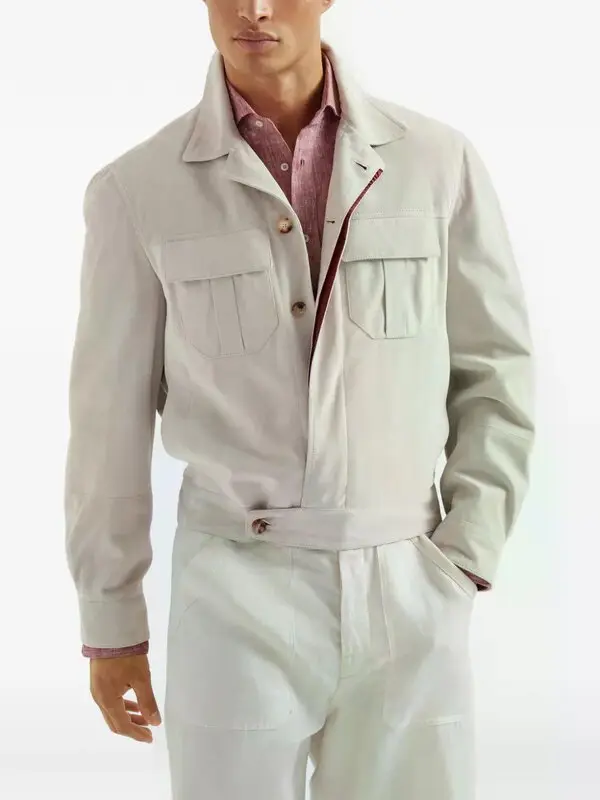 Brunello Cucinelli Suede Pointed Collar Jacket