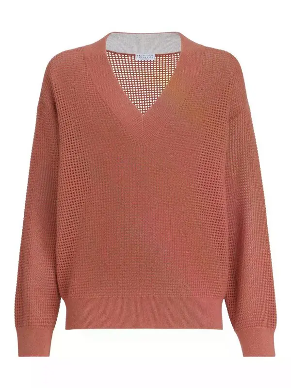 Brunello Cucinelli V-neck Sweater - Orange