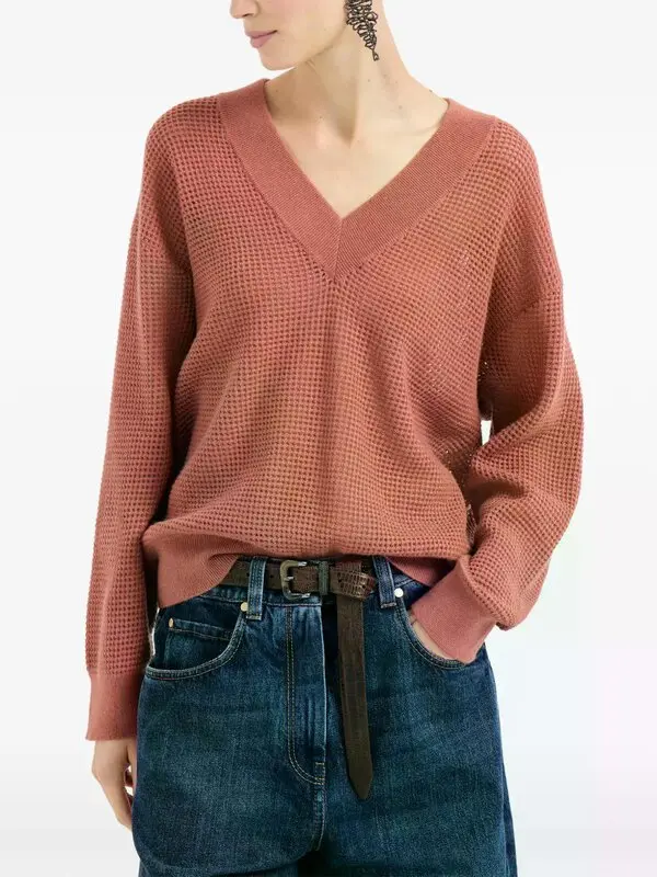 Brunello Cucinelli V-neck Sweater - Orange
