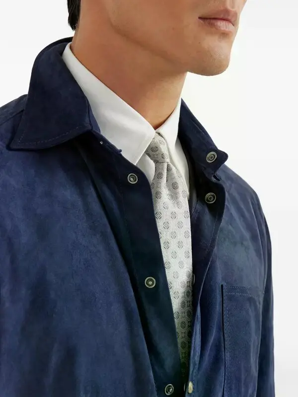 Brunello Cucinelli Geometric Silk Neck Tie - Grey