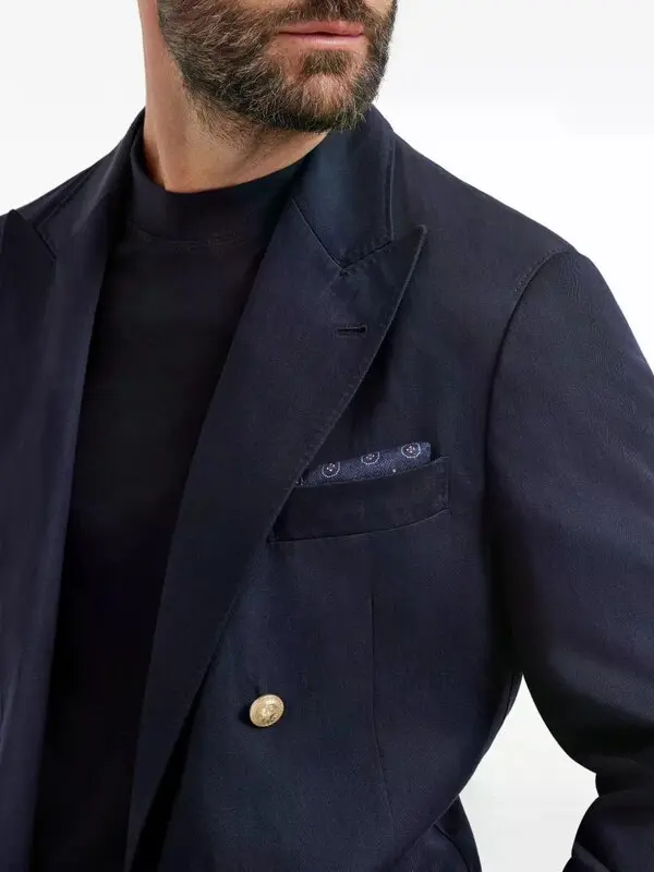 Brunello Cucinelli Geometric-patterned Silk Pocket Square - Blue