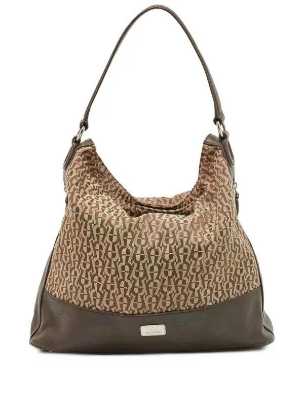 AIGNER Monogram Canvas Shoulder Bag