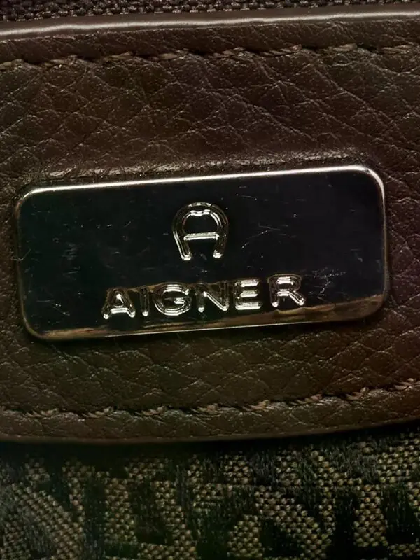 AIGNER Monogram Canvas Shoulder Bag