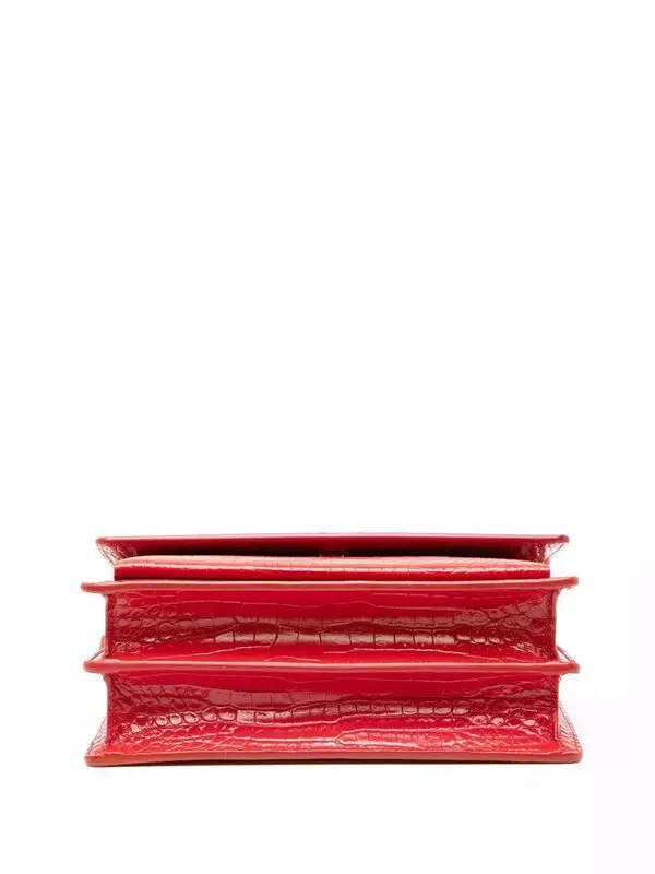 Saint Laurent 2017 Medium Croc Embossed Monogram Sunset Crossbody Bag - Red