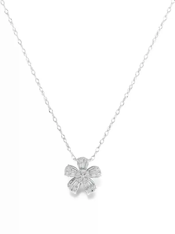 LB EXCLUSIVE Diamond Flower Pendant Necklace - Silver